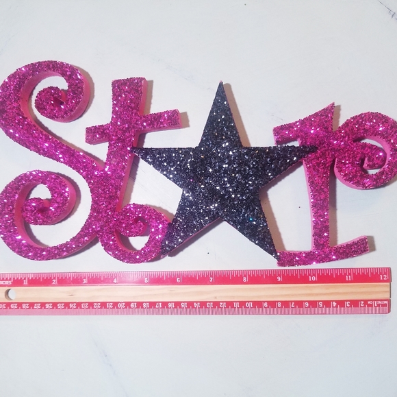 Accents | Wooden Glitter Sign That Says Star Hot Pink | Poshmark